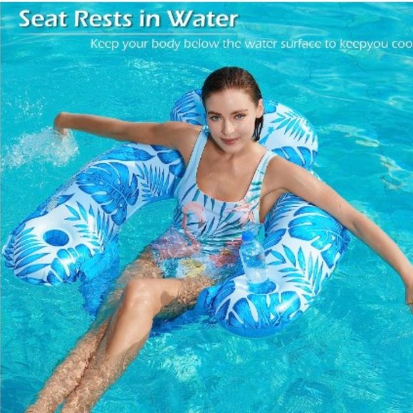 Jasonwell | Games | Xl Adults Inflatable Floating Pool Chair W 2 Cup ...
